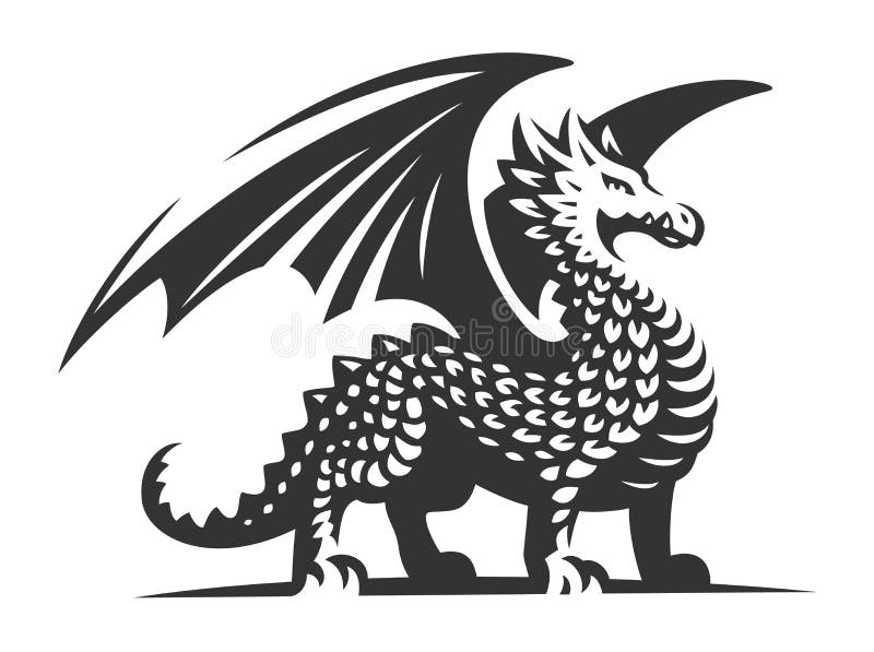 Dragon Vector Illustration, Emblem on White Background Stock Vector ...