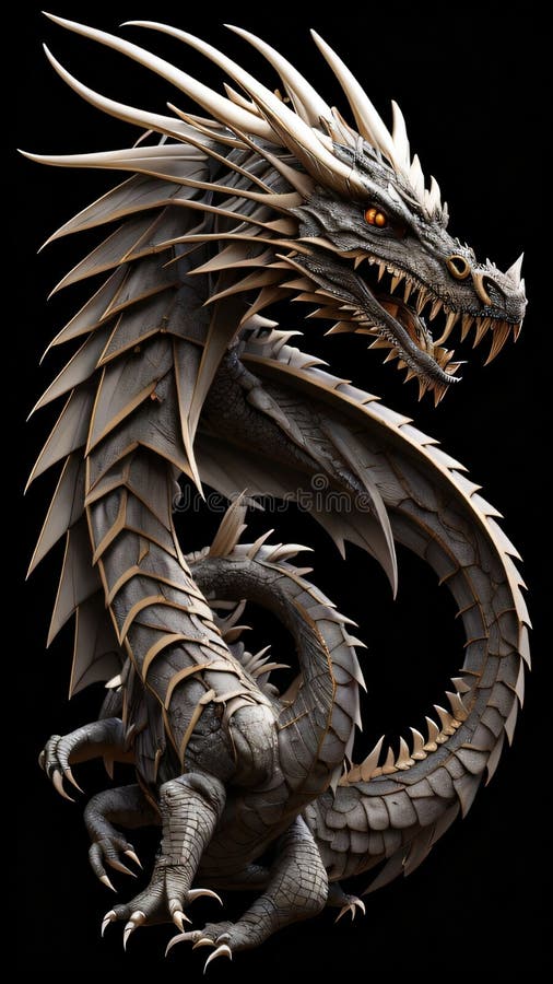 Dragon Wallpaper with Red Eyes Stock Illustration - Illustration of ...