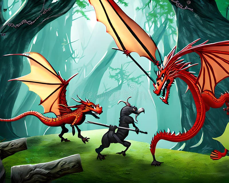 Dragon War, Generative AI Illustration Stock Illustration ...
