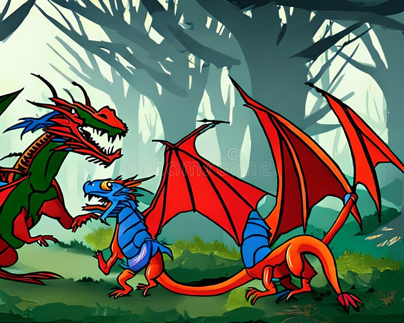 Dragon War, Generative AI Illustration Stock Illustration ...