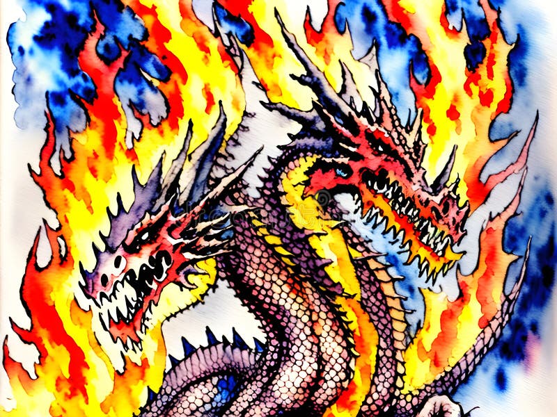 Dragon War, Generative AI Illustration Stock Illustration ...