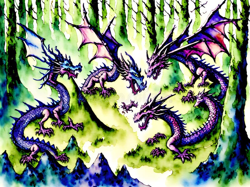 Dragon War, Generative AI Illustration Stock Illustration ...