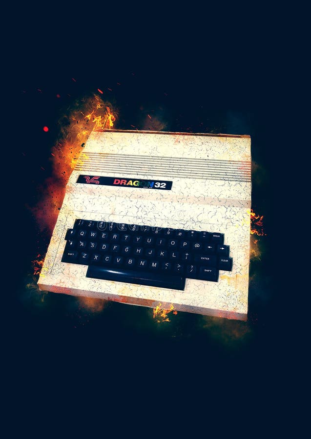 Dragon 32 Home Computer on Fire Stock Illustration - Illustration of ...