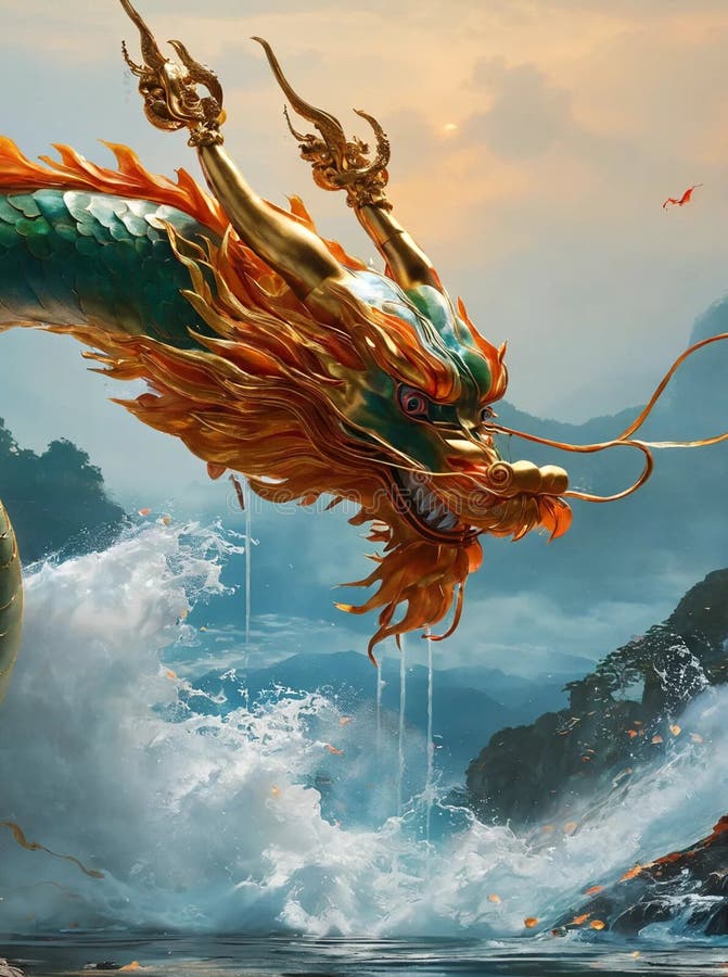 Dragon in the Water. Dragon in the Sea Stock Illustration ...