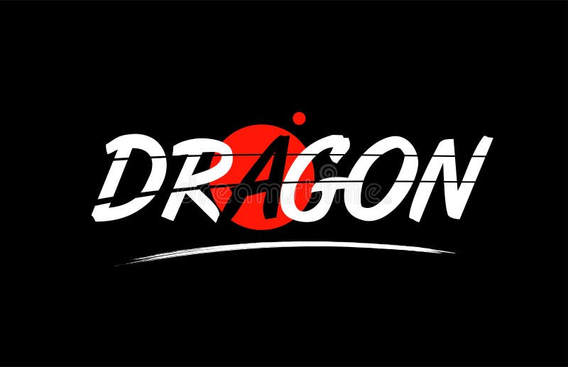 Dragon Word Text Logo Icon with Red Circle Design Stock Illustration ...