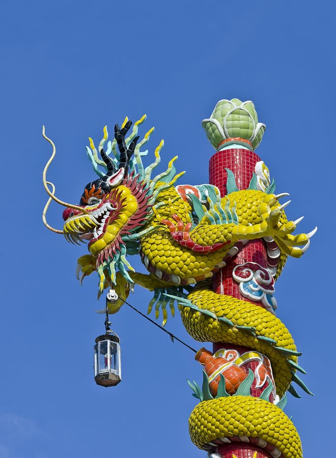 Dragon Wrapped Around the Pole Stock Image - Image of asian, oriental ...