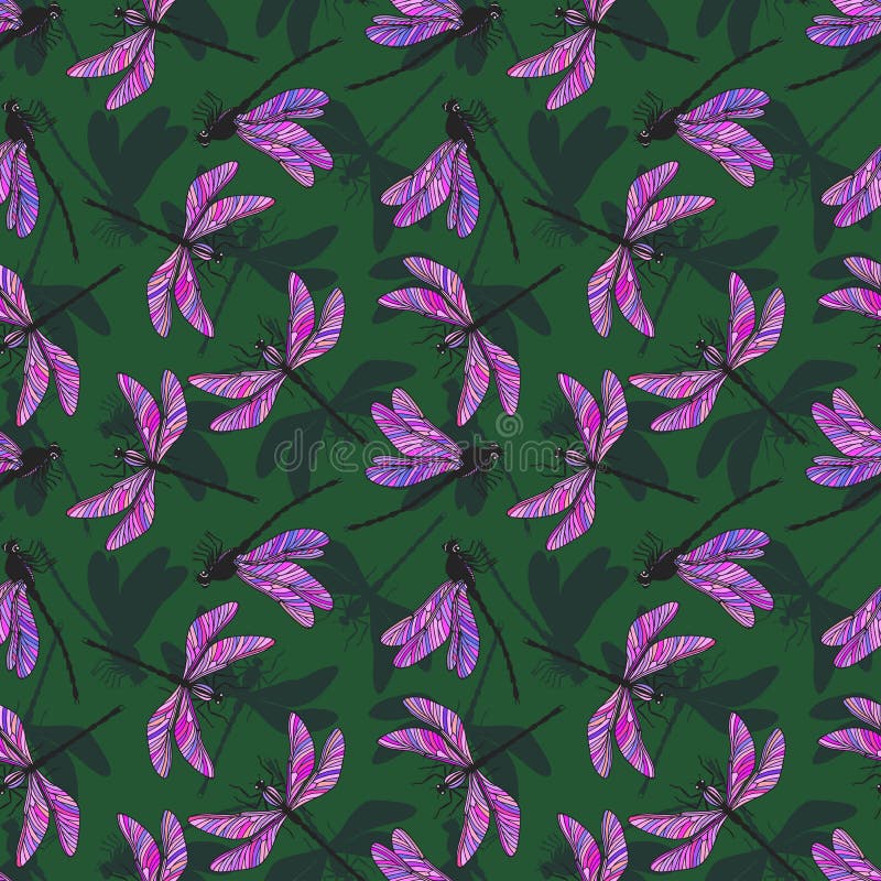 Dragonflies Seamless Pattern. Eps10 Vector Stock Illustration Stock ...