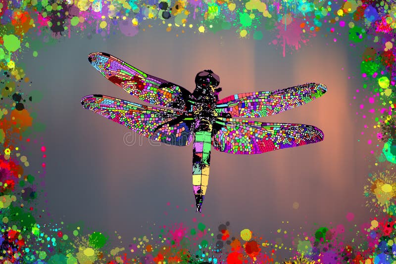 Dragonfly Abstract Modern Art Stock Photo - Image of graphic, black ...