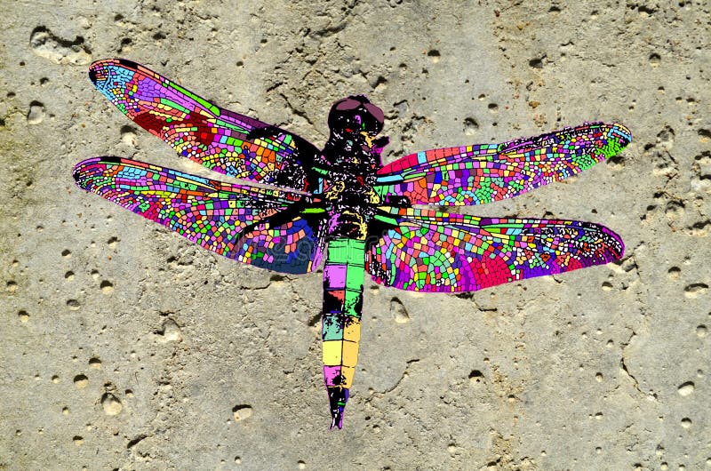 Dragonfly Abstract Modern Art Stock Image - Image of insect, window ...