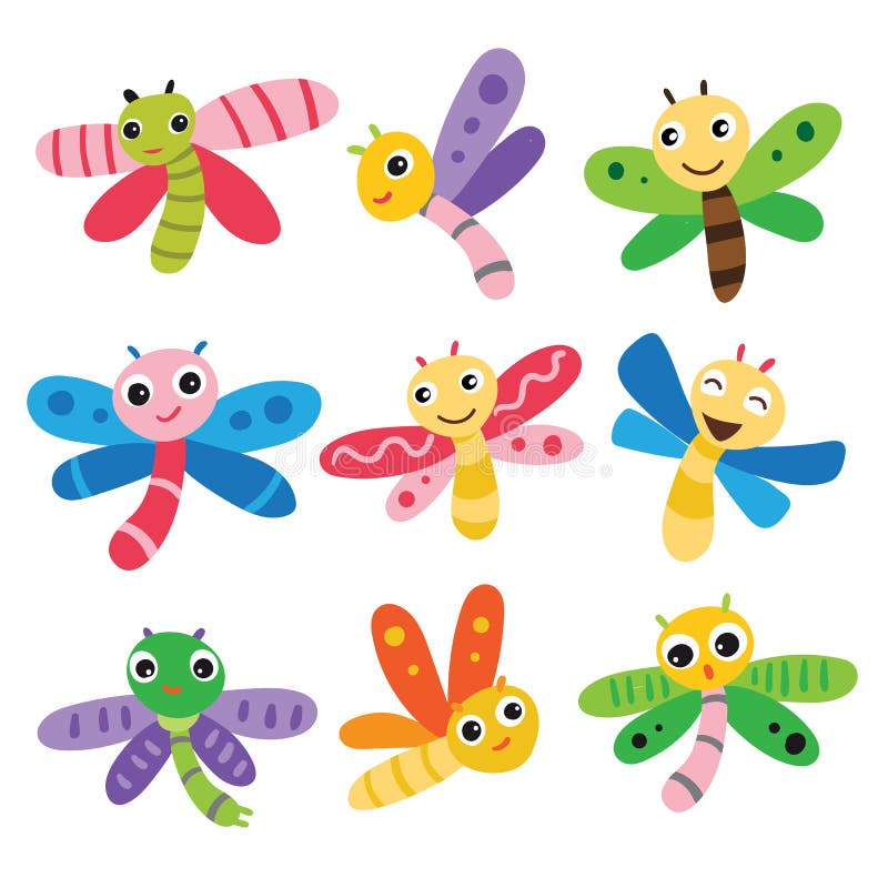 Dragonfly Character Vector Design Stock Illustration - Illustration of ...