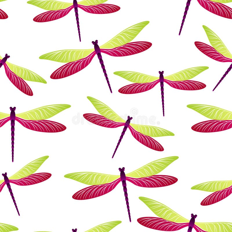 Dragonfly Childish Seamless Pattern. Spring Clothes Textile Print with ...