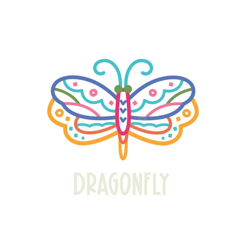 Dragonfly Colourful Lines Logo Design Stock Vector - Illustration of ...