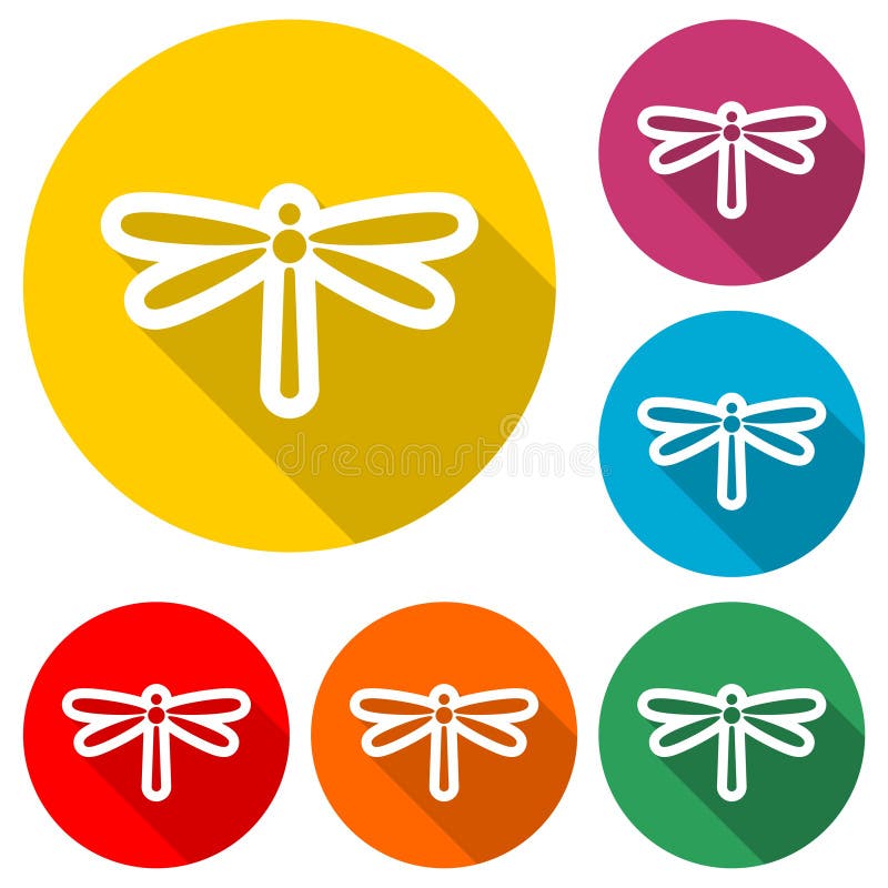 Dragonfly Design on White Background, Dragonfly Icon or Logo, Color Set ...
