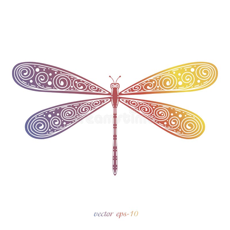 Dragonfly Drawing.Flying Insect.Decorative Pattern.Vector Illustration ...