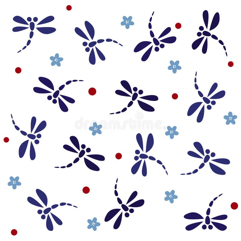 Dragonfly and Flowers stock vector. Illustration of vector - 5544755