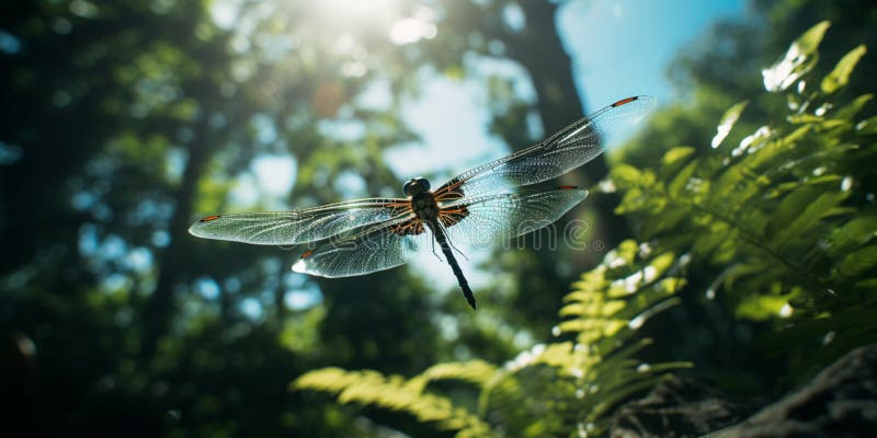 Dragonfly Flying among the Plants Stock Photo - Image of wildlife ...