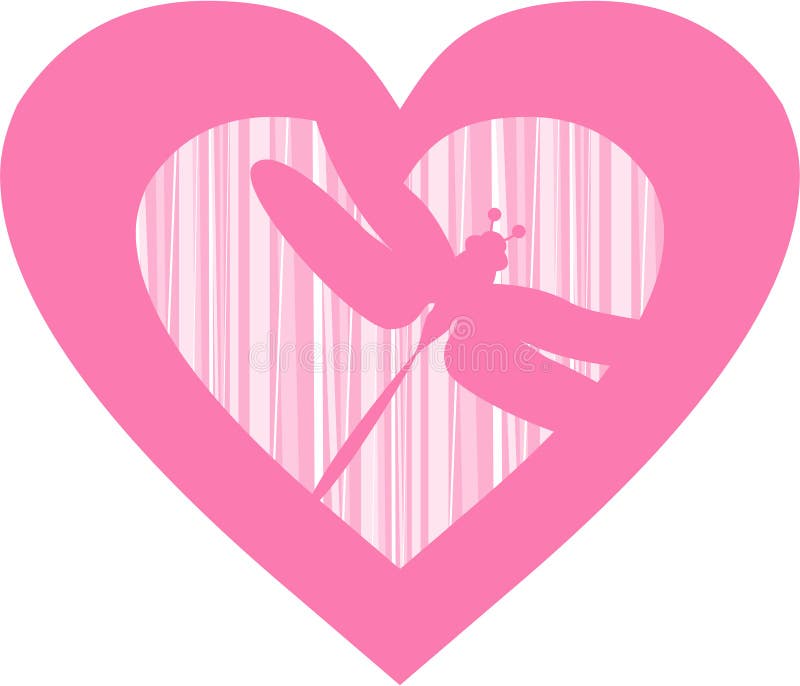 Dragonfly Heart Silhouette stock vector. Illustration of isolated ...