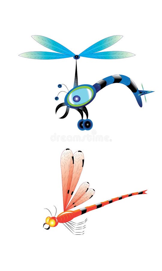 Dragonfly and helicopter. stock vector. Illustration of insect - 19003142