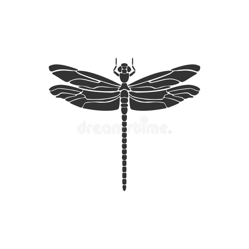Dragonfly Icon. Black Dragonfly Sign. Flat Design. Silhouette Icon ...