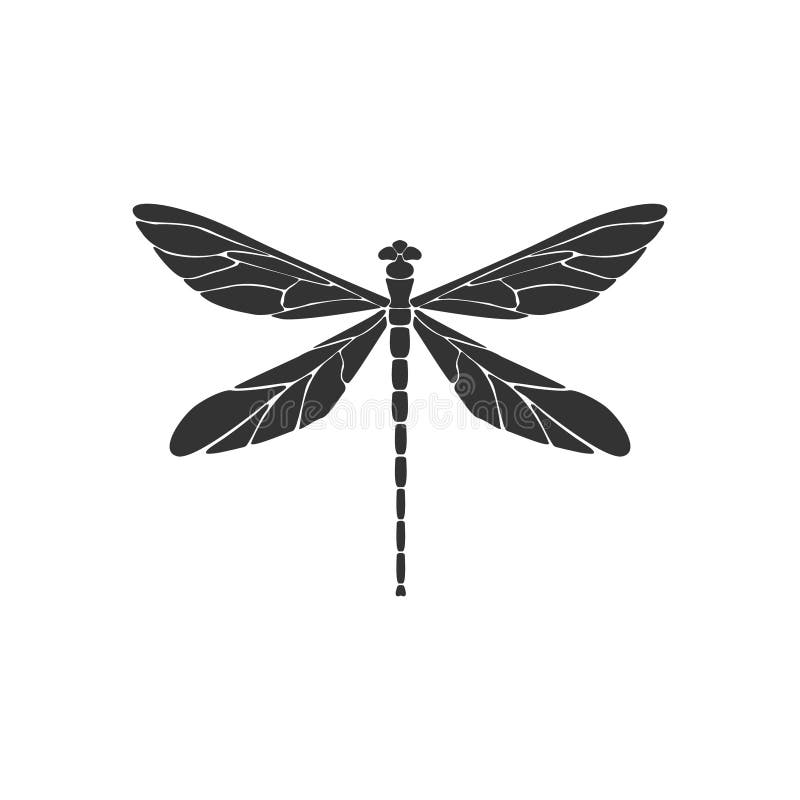 Dragonfly Icon Concept. Black Dragonfly Sign on White Background. Flat ...