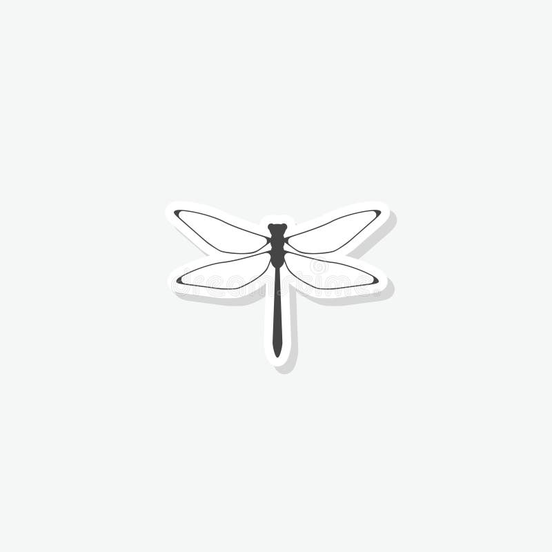 Dragonfly Icon Sticker Isolated on White Stock Vector - Illustration of ...