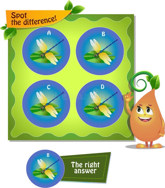 Dragonfly leaf difference stock illustration. Illustration of riddle ...