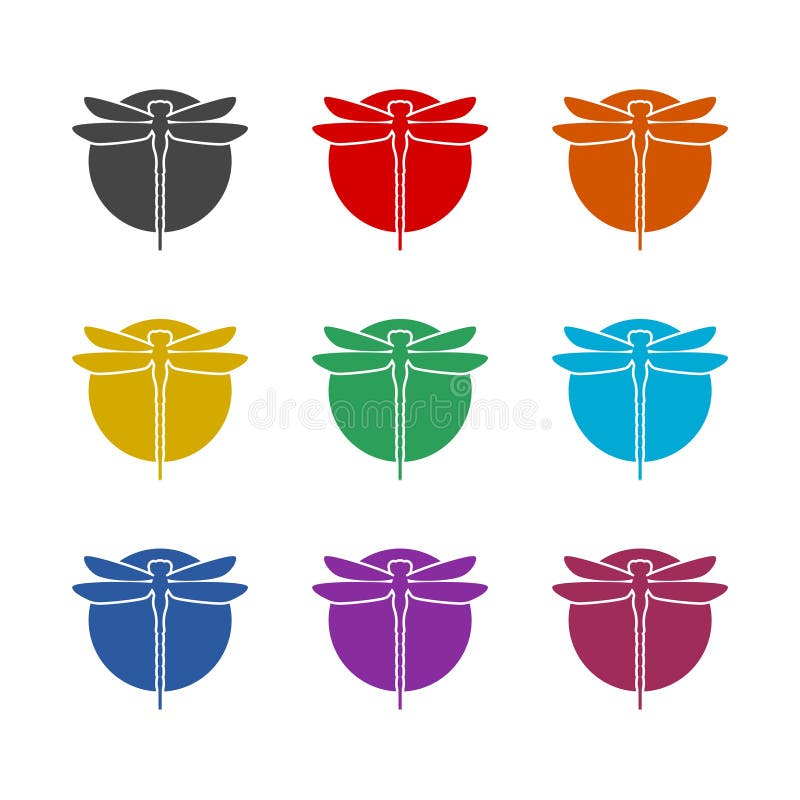 Set of Dragonfly Tech Logo .Digital Dragonfly Logo Stock Illustration ...