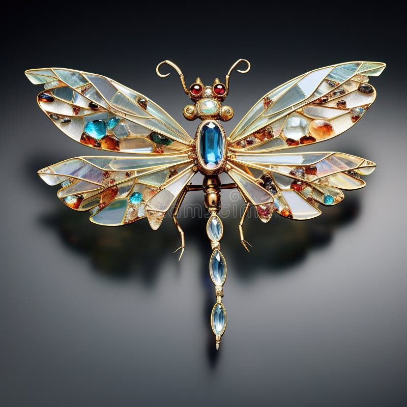 A Dragonfly Made of Beautiful Gemstones. Insect. Decorations Stock ...
