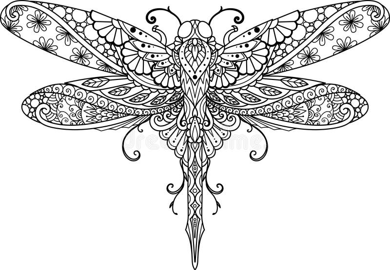 Mandala Dragonfly for Coloring, Engraving, Printing and so on. Vector ...