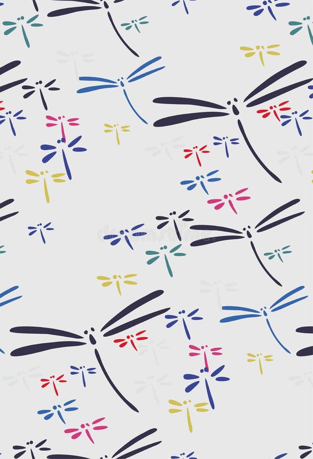 Dragonfly Oriental Japanese Chinese Vector Design Seamless Pattern ...