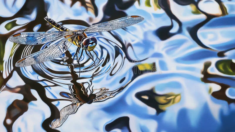 Dragonfly Reflection stock illustration. Illustration of surface ...