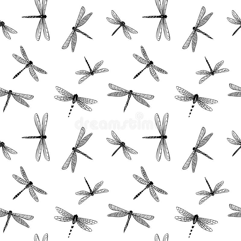Dragonfly Seamless Pattern. Vector Stock Illustration - Illustration of ...