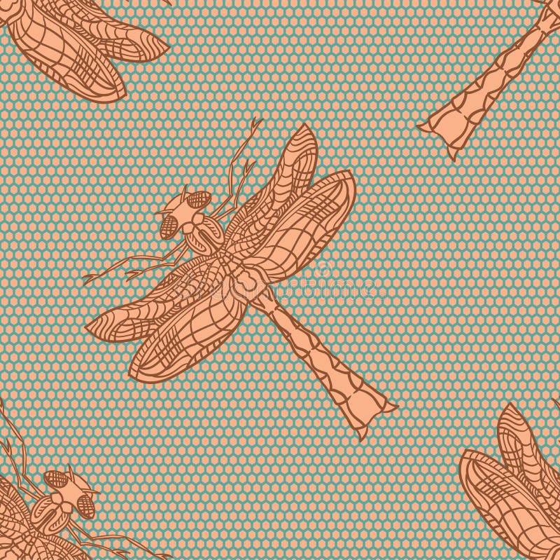 Dragonfly seamless pattern stock illustration. Illustration of pattern ...