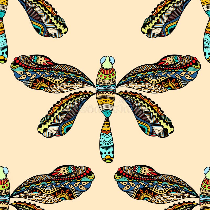 Dragonfly Seamless Pattern. Vector Stock Illustration - Illustration of ...