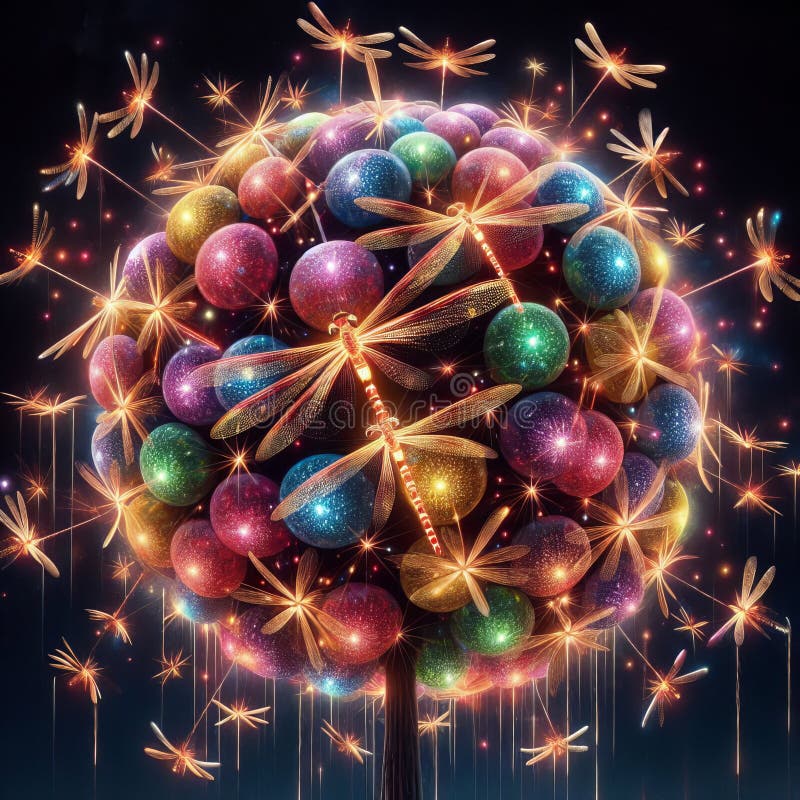 177 71. Dragonfly Shells_ Large, Spherical Fireworks T Stock Image ...