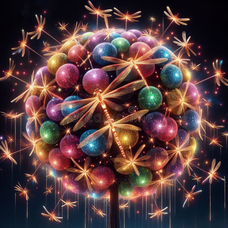 177 71. Dragonfly Shells_ Large, Spherical Fireworks T Stock Image ...
