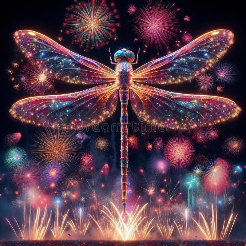 170 71. Dragonfly Shells_ Large, Spherical Fireworks T Stock ...