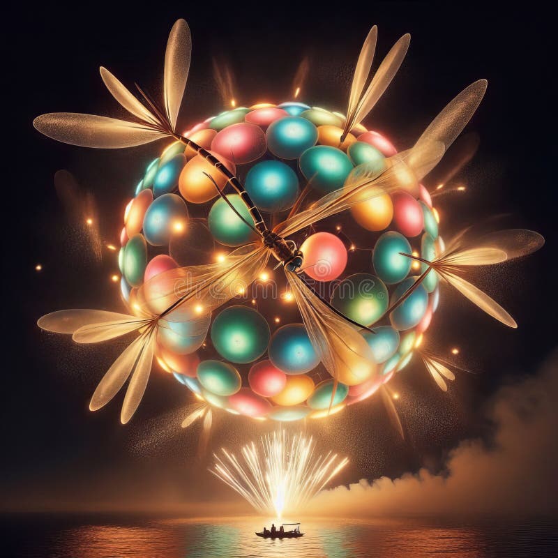 178 71. Dragonfly Shells_ Large, Spherical Fireworks T Stock ...