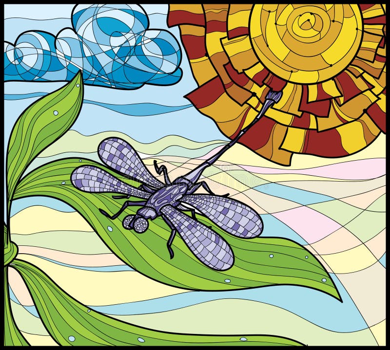Dragonfly and sun stock vector. Illustration of vector - 26813899
