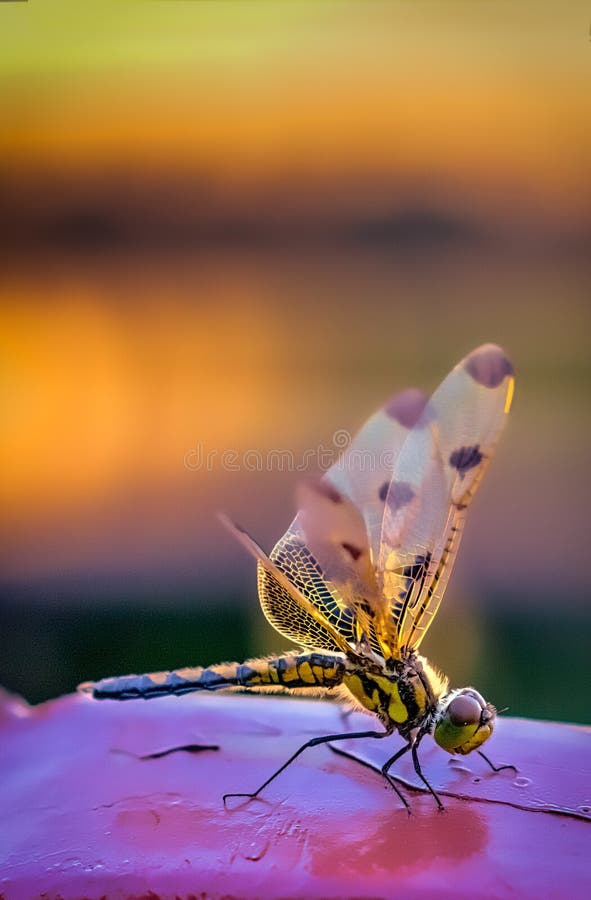 Dragonfly at Sunset stock image. Image of dragonfly, perched - 65647057