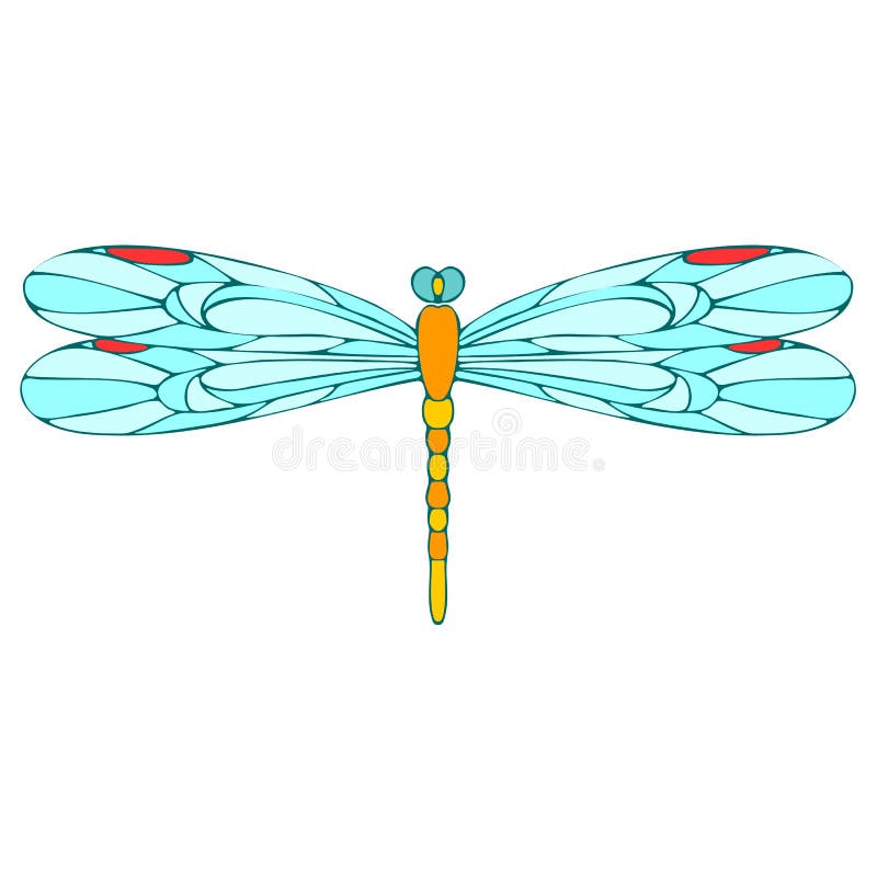 Dragonfly Vector Drawing. Insect Dragonfly Coloring Book. EPS 10 ...
