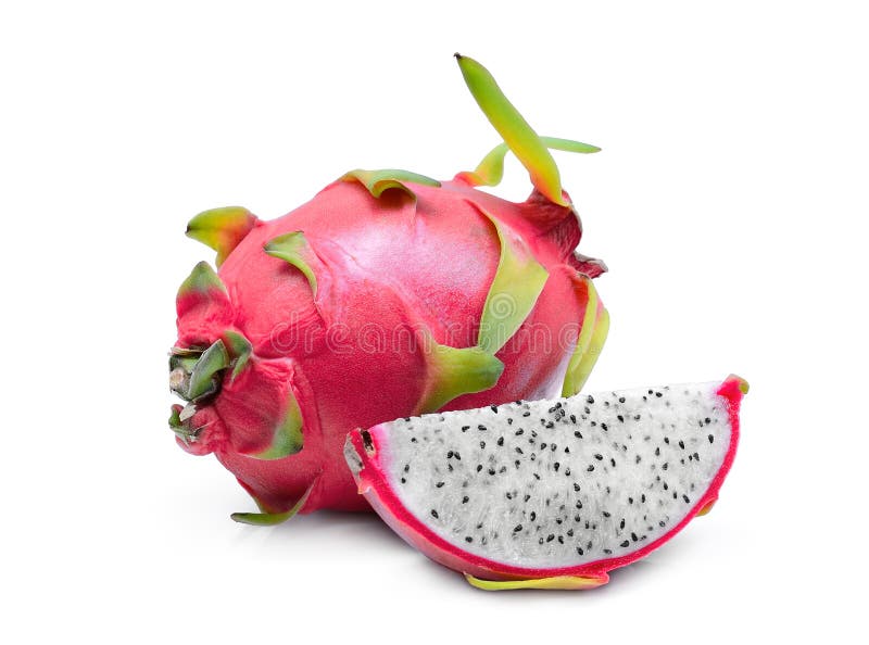 Dragonfruit with Slice Isolated on White Stock Image - Image of pink ...