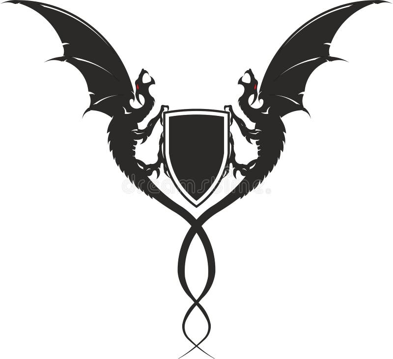 Stylized Two-headed Dragon Tattoo Isolated Stock Vector - Illustration ...