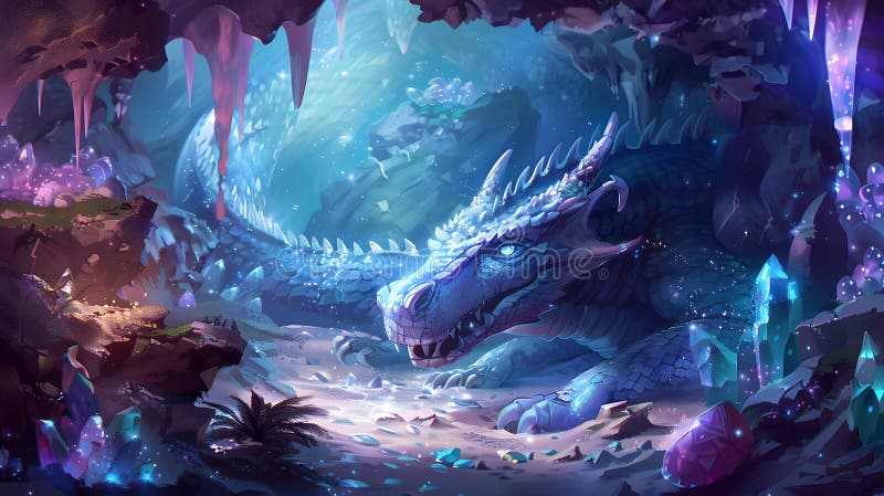 Dragons Cave Filled with Sparkling Treasures and Gems Stock ...