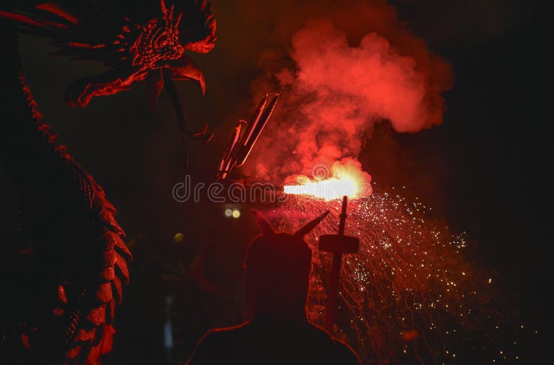 Fireworks by Devils Tower stock photo. Image of smoke - 171608914