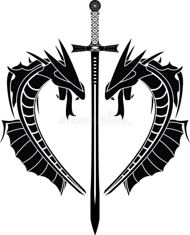 Dragons et épée. illustration de vecteur. Illustration du imagination ...