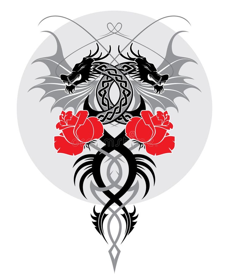 Dragons and rose stock vector. Illustration of artistic - 2152548