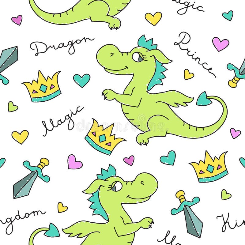 Dragons seamless pattern stock vector. Illustration of poland - 78334349