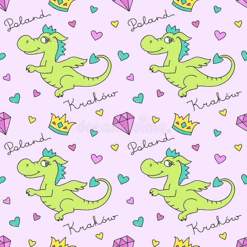 Dragons seamless pattern stock vector. Illustration of crown - 78334560