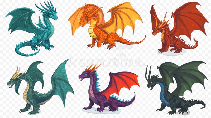 Dragons set stock photo. Illustration of animal, signs - 341473920
